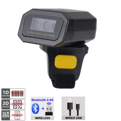China Portable Ring Finger Barcode Reader OEM Blue Tooth 1D Laser Bar Code Scanner Wired 2.4GHz Wireless for sale