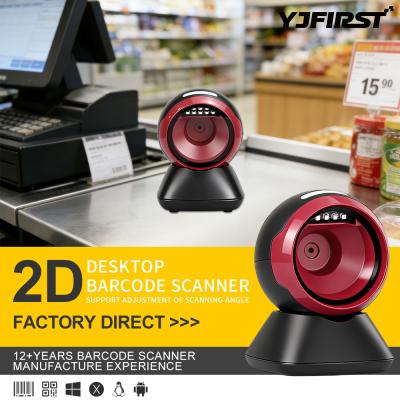 China YJFIRST YJ-8010Q Hands-Free 2D QR Code Reader Omnidirectional Auto Sense Desktop Barcode Scanner Manufacturer Direct for sale
