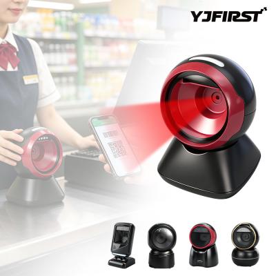 China Omnidirectional Auto Sense 2D Barcode Scanner YJFIRST YJ-8010Q Desktop QR Code Reader for Store & Warehouse for sale