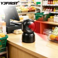 China 2D QR & Screen Code Desktop Scanner YJFIRST Omnidirectional Big Window Barcode Platform for Cashier for sale