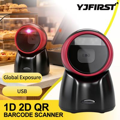 China YJFIRST YJ-8050QR Portable Barcode Scanner Auto Sensing 1D 2D QR Code Reader with USB CMOS for Supermarket Checkout for sale