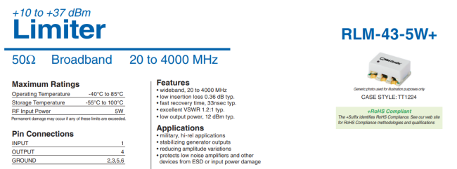 RLM-43-5W+ temperature range diagram