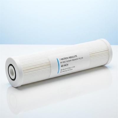 China 1 Micron Absolute Rated PP Melt Blown Sediment Filter Cartridge 40 Inch with 99.9% Efficiency for RO Pre Filtration for sale