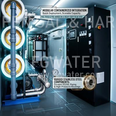 China 100 TPD Solar Hybrid Containerized RO Pure Water Equipment in 40ft Unit for Seawater Desalination for sale
