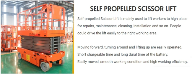 CE Certified Self Propelled Scissor Lift for Aerial Installation and Maintenance