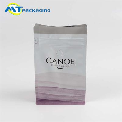 China Heat seal  flat bottom pouch with valve and pocket zipper plastic bag for coffee for sale
