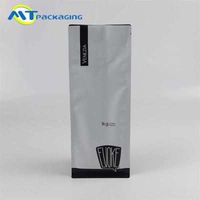 China Heat seal 1kg flat bottom pouch with valve coffee bean plastic bag for sale