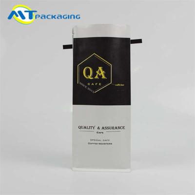 China Customized Kraft paper flat bottom pouch with tin tie and valve for sale