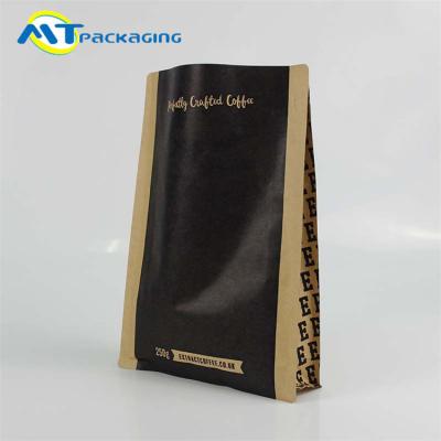 China Customized Kraft paper flat bottom pouch with zipper and valve for sale