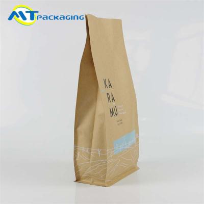 China Kraft paper box bottom pouch coffee packing bag self-sealing custom printing for sale