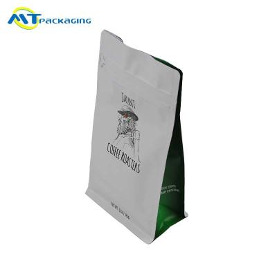 China Custom printing  self-sealing flat bottom pouch for coffee with zipper and valve for sale