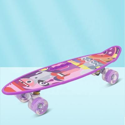 China Flat-Plate Hand-held Small Fish Board Printed Skateboard Four Wheel Flash Mobility Scooter For Boys And Girls for sale