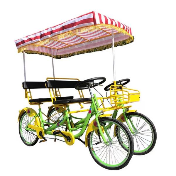 Quality Steel Frame 26'' Tandem 4-Wheel Adult Road Sightseeing Bicycle for Beach Tourist Bike Riding for sale