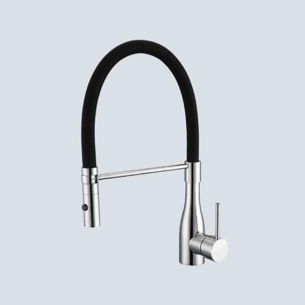 Quality Black Hot And Cold Kitchen Taps Chrome Kitchen Sink Mixer Taps 425mm for sale
