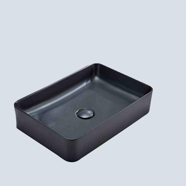 Quality Rectangle Bathroom Ceramic Wash Basin Black Wash Basin Without Overflow for sale