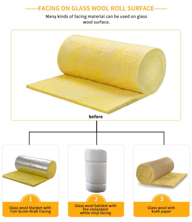 Factory price 32kg m3 partition wall cotton insulation glass wool in roll insulation havc hebei