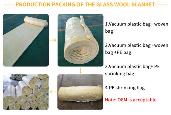 Factory price 32kg m3 partition wall cotton insulation glass wool in roll insulation havc hebei