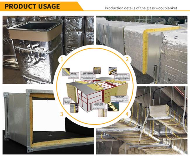Factory price 32kg m3 partition wall cotton insulation glass wool in roll insulation havc hebei