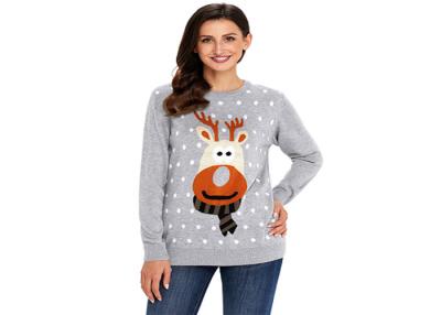 China Women's Knitted Ugly Christmas Sweater Long Sleeve Round Neck Pullover for sale