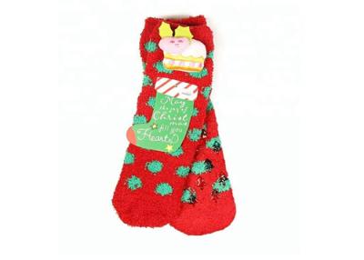 China Unisex Tube Fuzzy Christmas Socks 100% Cotton Materials Five Colors Design for sale