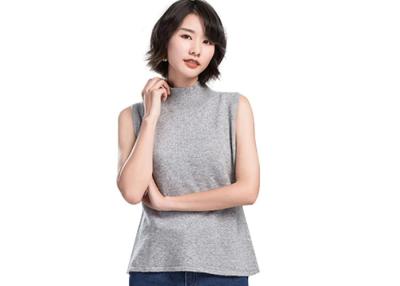 Cina Maglia tricottata signore sciolte per le donne, alta maglia senza maniche del maglione di colore solido del collo in vendita