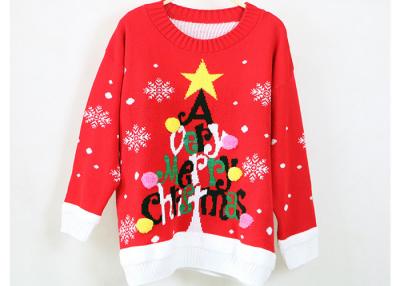 China Women Acrylic Jacquard Christmas Sweater Red And Black Computer Knitted for sale