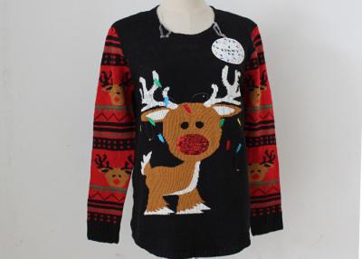 China OEM Unisex Embroidery Knitting Ladies Ugly Christmas Sweater With LED Lights for sale