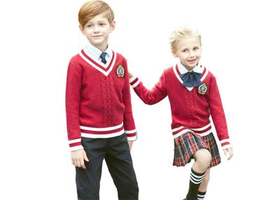 China Breathable OEM Design Boy And Girl School Dress Sweater European Style V Neck for sale