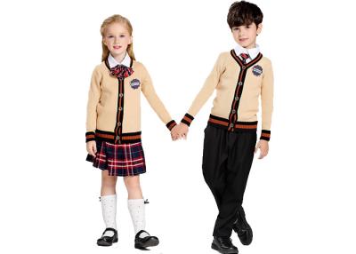 China Custom Made Yellow Cotton Children ' S School Clothes Uniform Cardigan Sweaters for sale