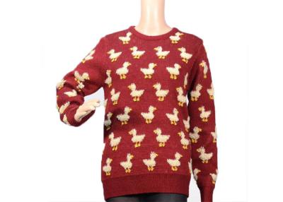 Cina Modello tricottato anatra sveglia rossa del calibro del maglione 9 del pullover del mohair del collo di squadra delle signore in vendita