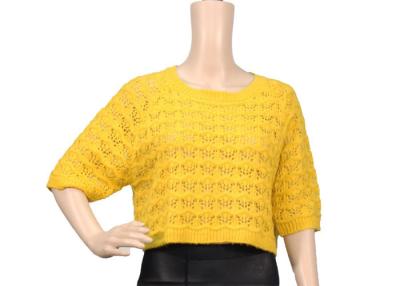 Cina Le donne gialle del breve collo rotondo sciolto della manica tricottano il maglione per la primavera e l'autunno in vendita