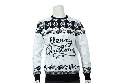 China Grey And Black Merry Christmas Logo Jacquard Soft Ugly Christmas Sweater For Mens for sale