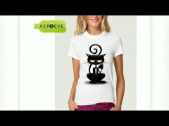 ポリエステルおよび綿猫は62cmの支持できる白いTシャツを印刷しました