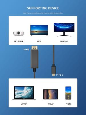 Cina poshshine 6 FT di tipo-c di 4K 60HZ USB all'adattatore HDTV 1080P del cavo di HDMI 4k in vendita