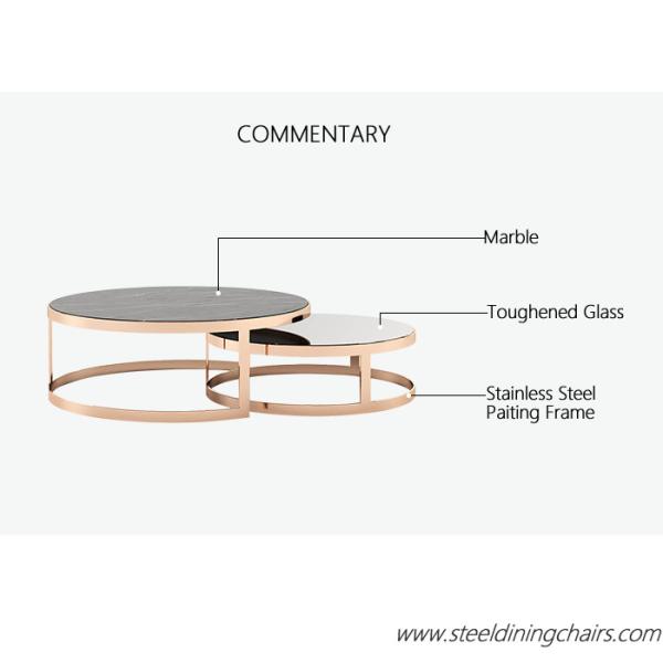 Quality Round Living Room Tea SGS Ss201 Stainless Steel Coffee Table With Glass Top for sale