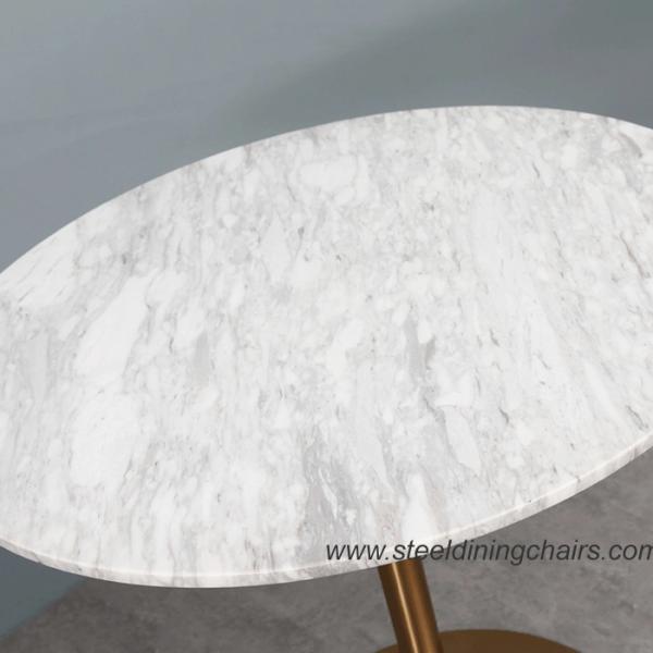Quality Furniture Restaurant Round SGS ss201 White Marble Top Coffee Table for sale