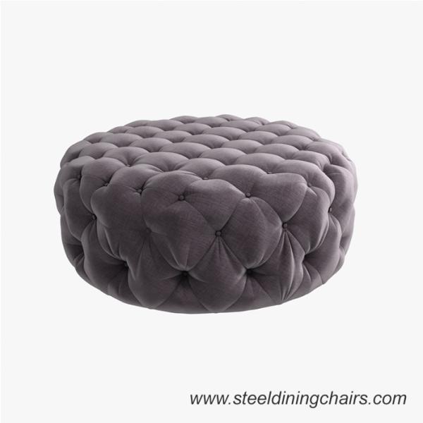 Quality 80cm 40cm Velvet Round Tufted Storage Ottoman With Solid Frame for sale