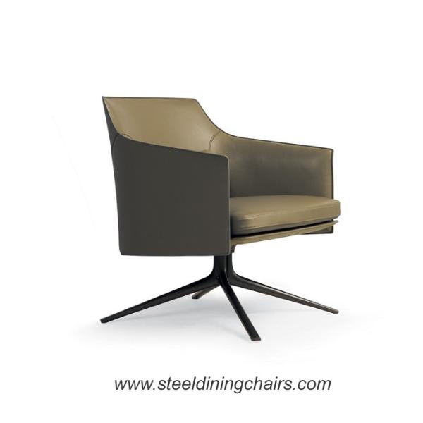 Quality Ss Office Black Real Leather Swivel Base 74cm 97cm Single Seater Couch for sale