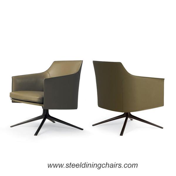 Quality Ss Office Black Real Leather Swivel Base 74cm 97cm Single Seater Couch for sale