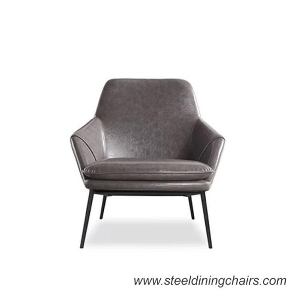 Quality Furniture Leather Covered Leisure Yellow Accent Armchair With Black Metal for sale