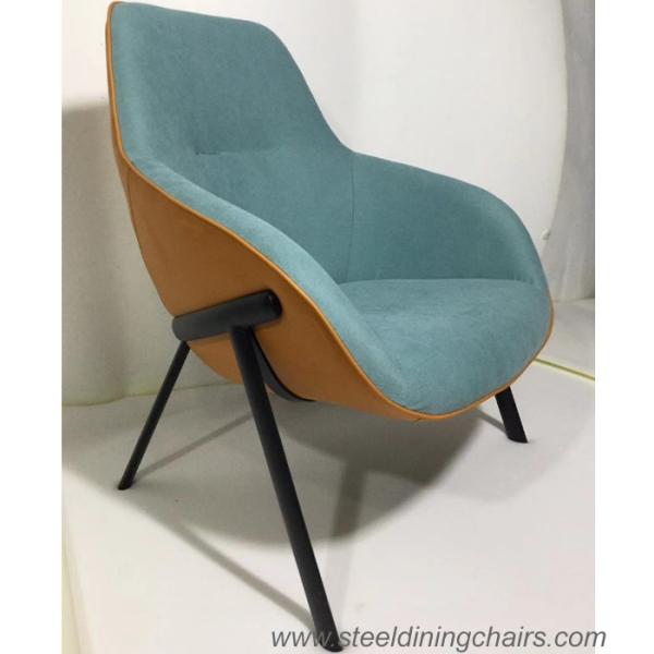 Quality Upholstered Single Seater Blue Accent Armchair With Steel Frame for sale