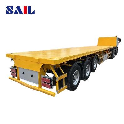 China SAIL Customized 13.6m 3 Axle 40 ft High Quality Steel Tractor Container Cargo Lowbed Flatbed Semi-Trailer Truck >40000kg Payload for sale