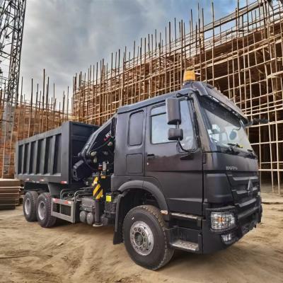 China Sinotruck Howo 380hp Crane Mounted Dump Truck with Fold Arm Crane Special Function Truck for sale