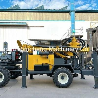 China RCF220W 65KW Engine Water Well Trailer Wheel Type DTH Water Well Drilling Rig for sale