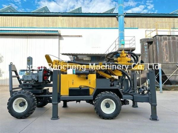 Quality Four Wheel Trailer Mounted Borehole Drilling Machine 220m Depth 65KW Engine for sale