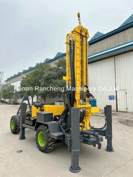 Quality Four Wheel Trailer Mounted Borehole Drilling Machine 220m Depth 65KW Engine for sale