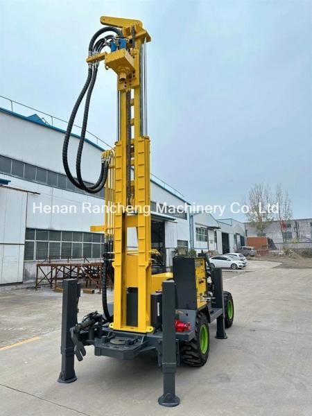 Quality Four Wheel Trailer Mounted Borehole Drilling Machine 220m Depth 65KW Engine for sale