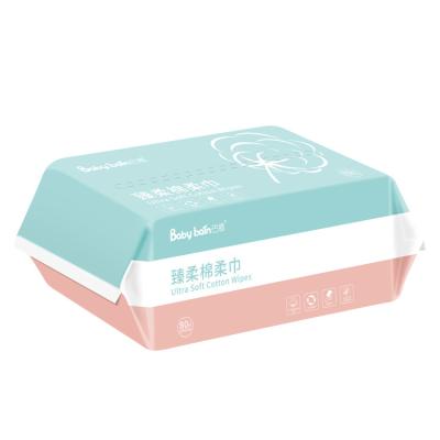 Cina I tessuti eliminabili asciugano i tessuti 100% del cotone del cotone del fazzoletto per il trucco del bambino per le strofinate asciutte di uso quotidiano in vendita
