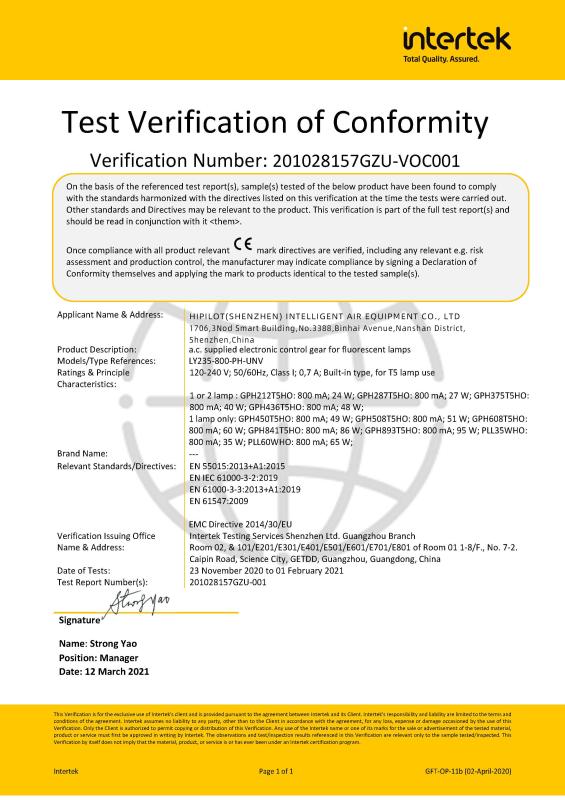 CE - HIPILOT(SHENZHEN) INTELLIGENT AIR EQUIPMENT CO., LTD