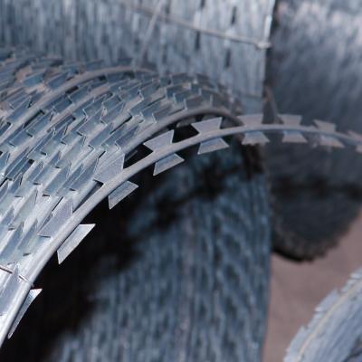 China BTO-22 Type Galvanized Barbed Concertina Razor Coil For Safety Protection Constantine Wire for sale